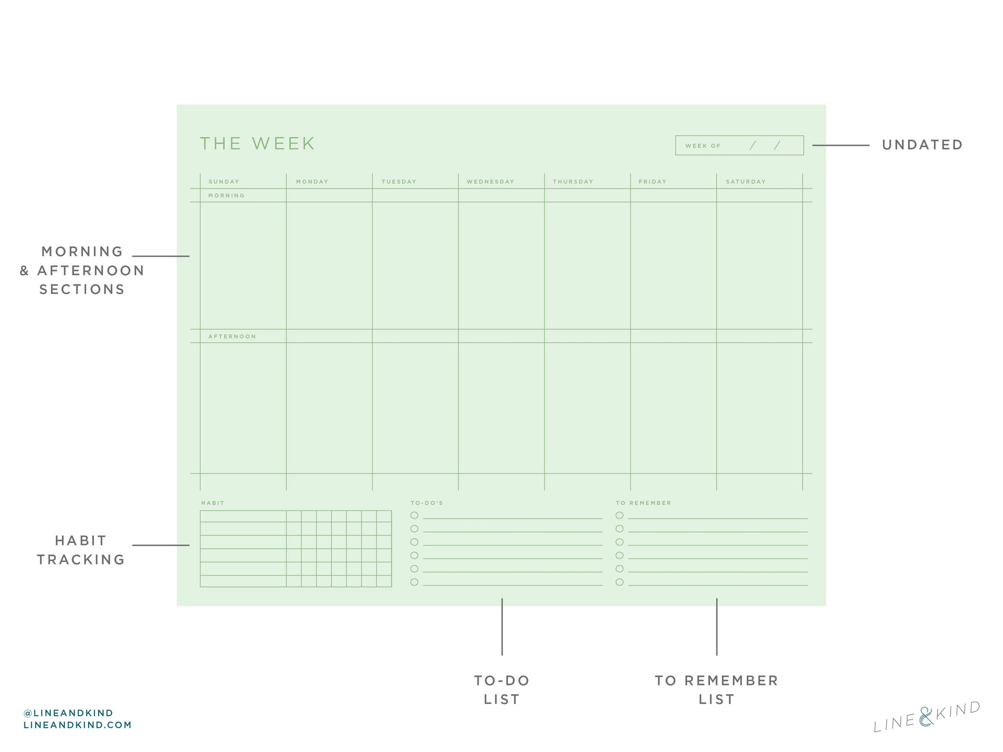Minimal Weekly Planner | Digital Download | iPad or Printable – Line ...